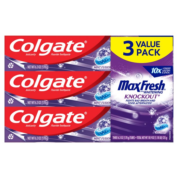 Colgate Max Fresh Knockout Toothpaste, Whitening Toothpaste with Mini ...
