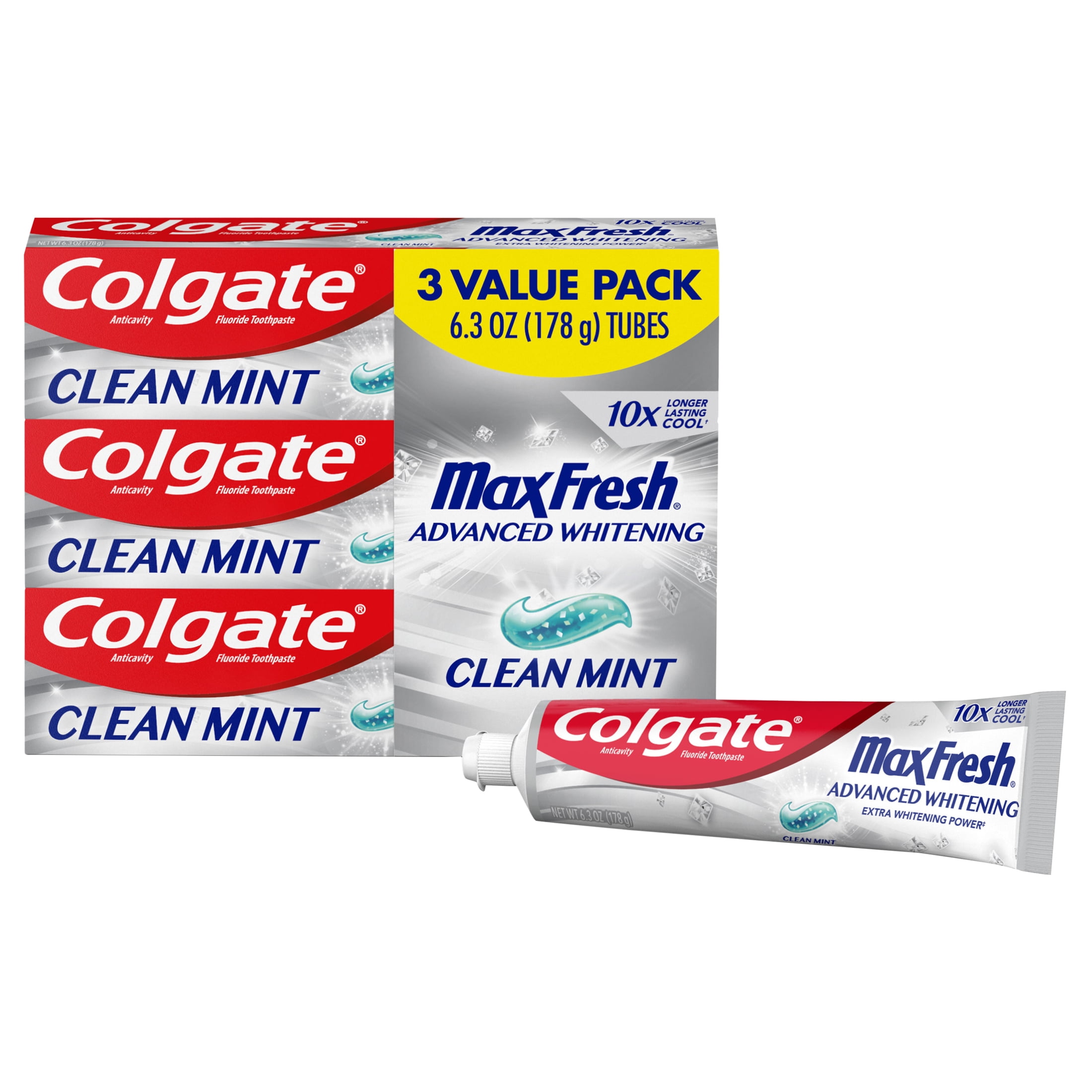Colgate Max Fresh Toothpaste, Advanced Whitening, Mini Breath Strips ...