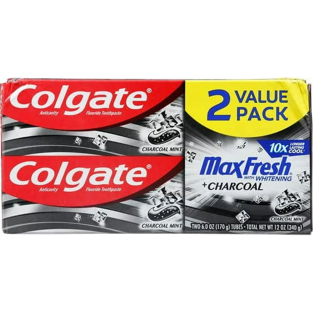 Colgate Max Fresh Toothpaste + Charcoal, Charcoal Mint (6 Ounce, Pack ...