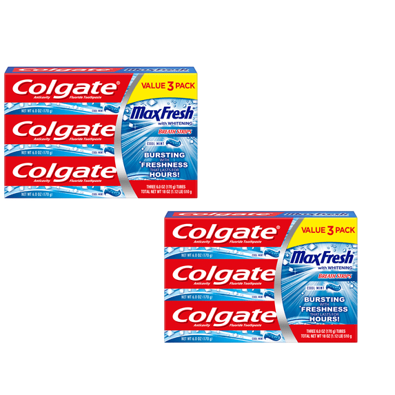 Colgate Max Fresh Toothpaste, Cool Mint, Mini Breath Strips, Fluoride ...