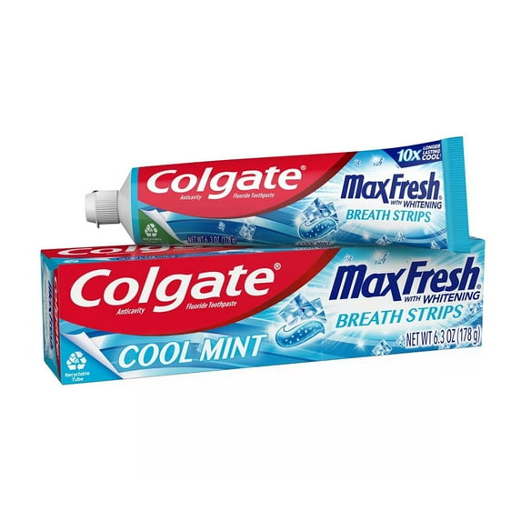 Colgate Max Fresh Toothpaste with Mini Breath Strips, Cool Mint, 6.3 Oz ...