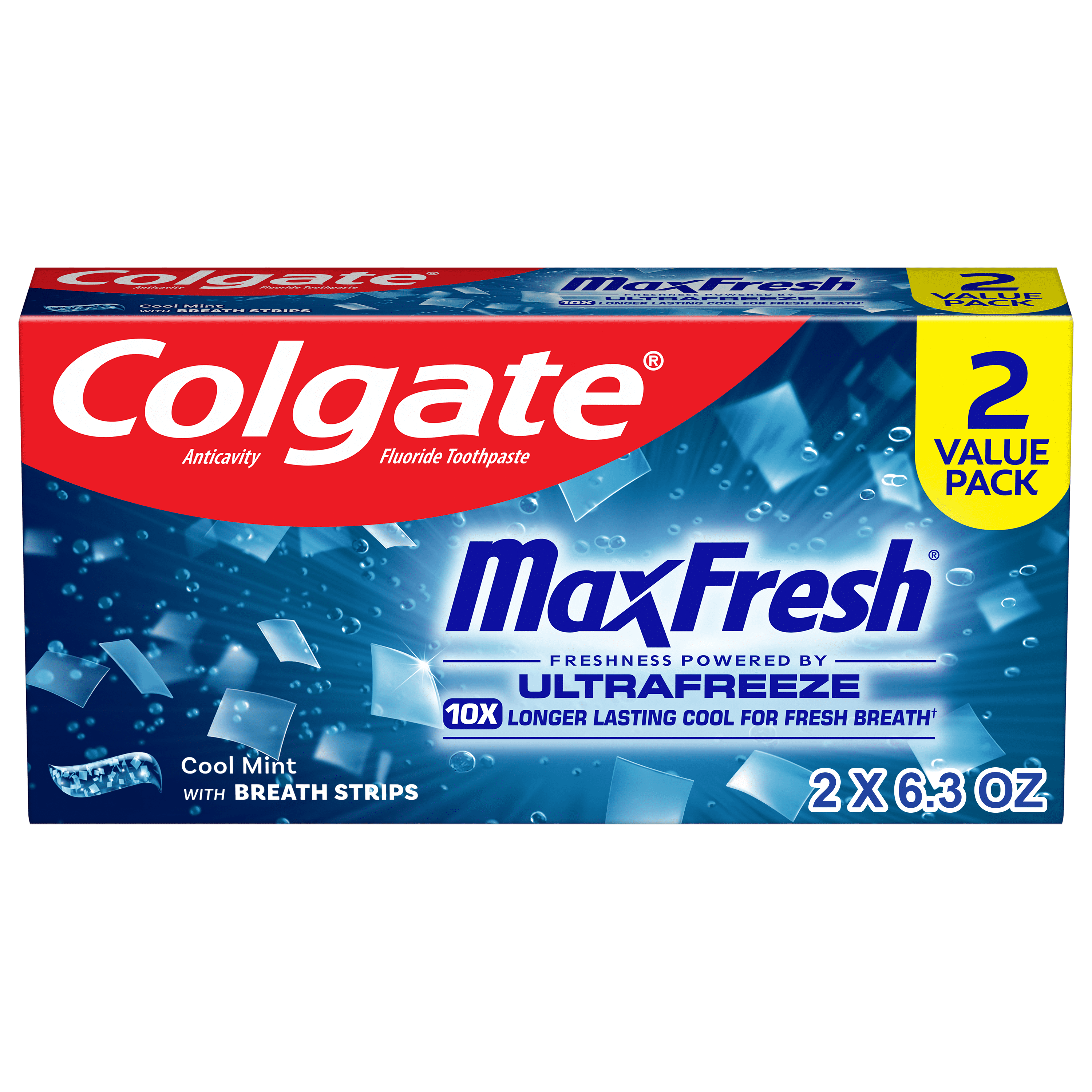 Colgate Max Fresh Toothpaste with Mini Breath Strips, Cool Mint, 6.3oz ...