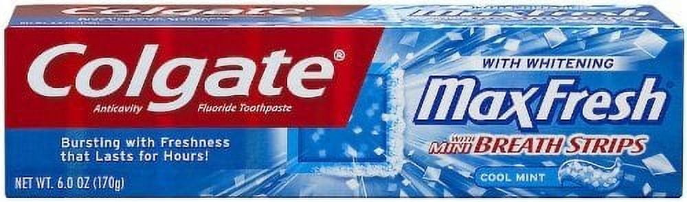 Colgate Max Fresh Dental Paste, Cool Mint with Mini Breath Strips, 6 oz ...