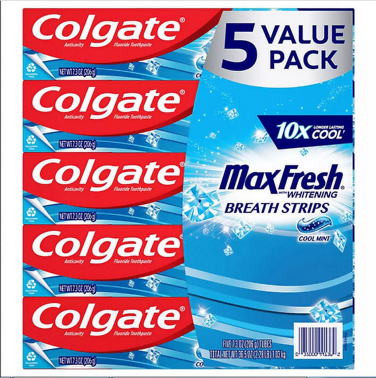 Colgate Max Fresh Toothpaste with Mini Breath Strips Cool Mint (7.3 oz ...
