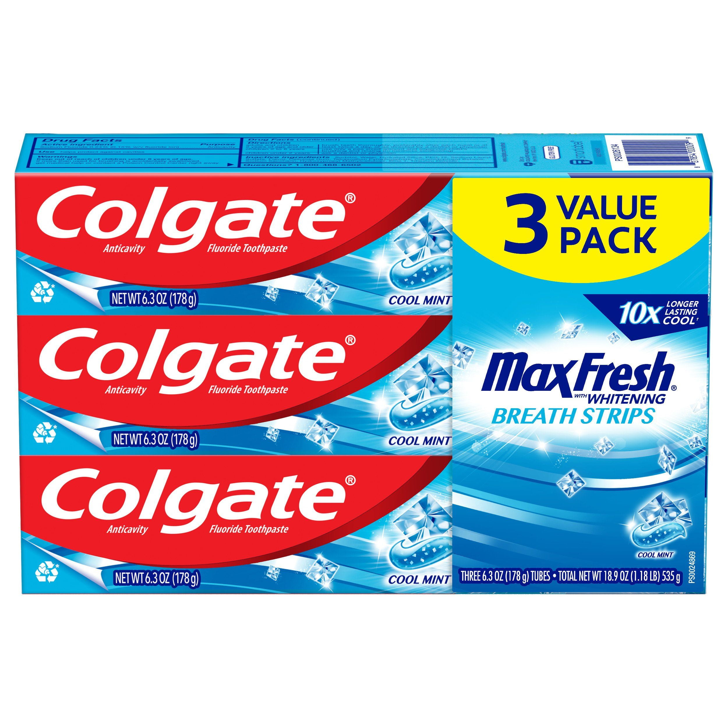 Colgate Max Fresh Whitening Anticavity Toothpaste - Cool Mint - 3 pk ...
