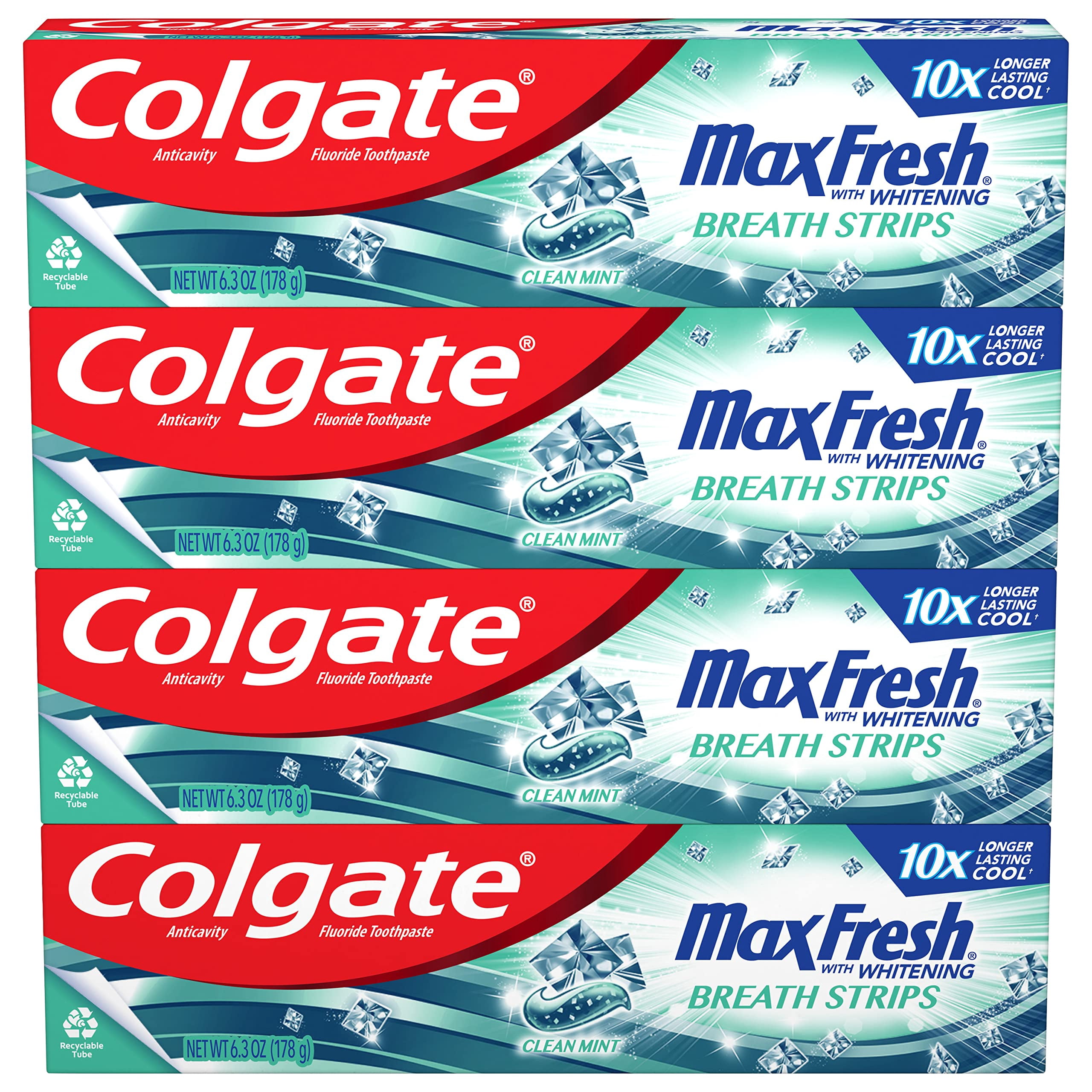 Colgate Max Fresh Whitening RE32Toothpaste with Mini Strips Clean Mint ...
