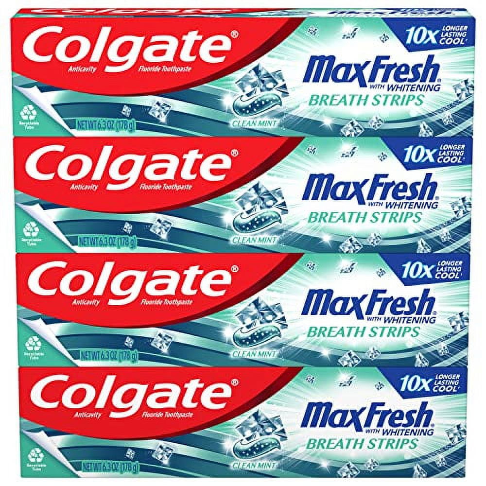 Colgate Max Fresh Whitening Toothpaste with Mini Strips, Clean Mint ...