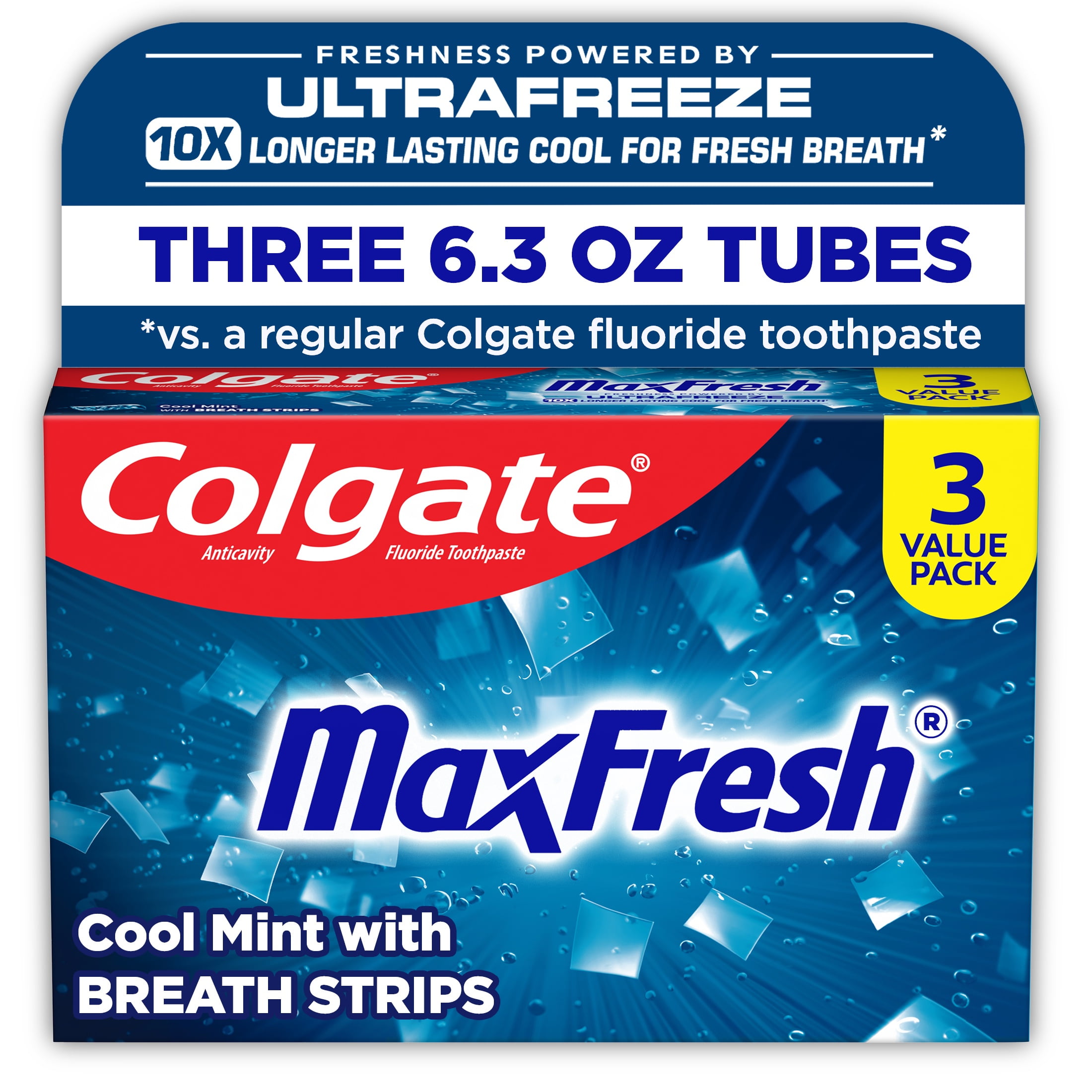 Colgate Max Fresh Deep Clean Bulk Toothpaste, Cool Mint, 3 Pack, 6.3 Oz ...