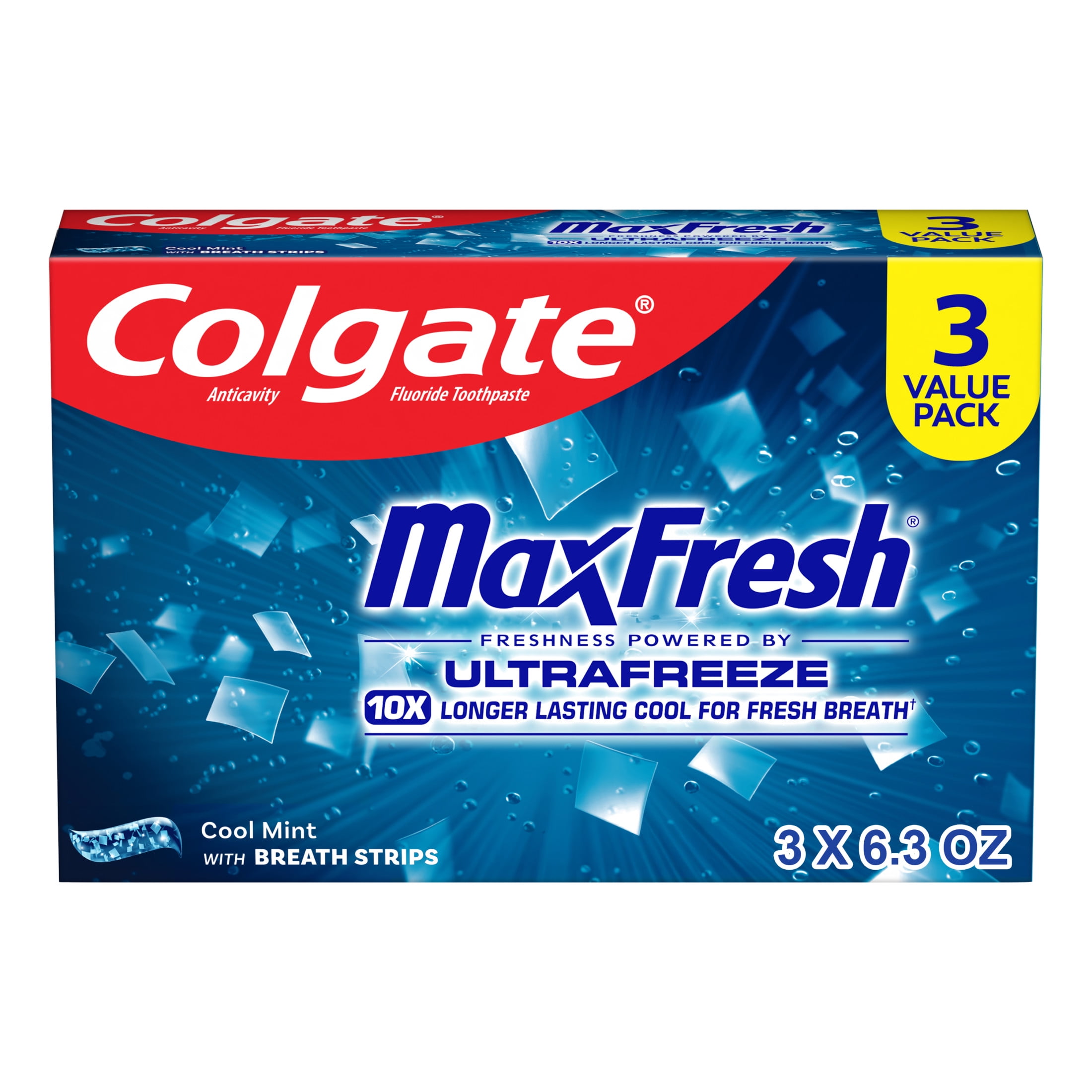 Colgate Max Fresh Deep Clean Bulk Toothpaste, Cool Mint, 3 Pack, 6.3 Oz ...