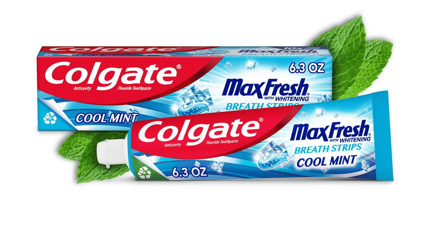 Colgate Max Fresh Whitening Toothpaste with Mini Breath Strips, Cool ...
