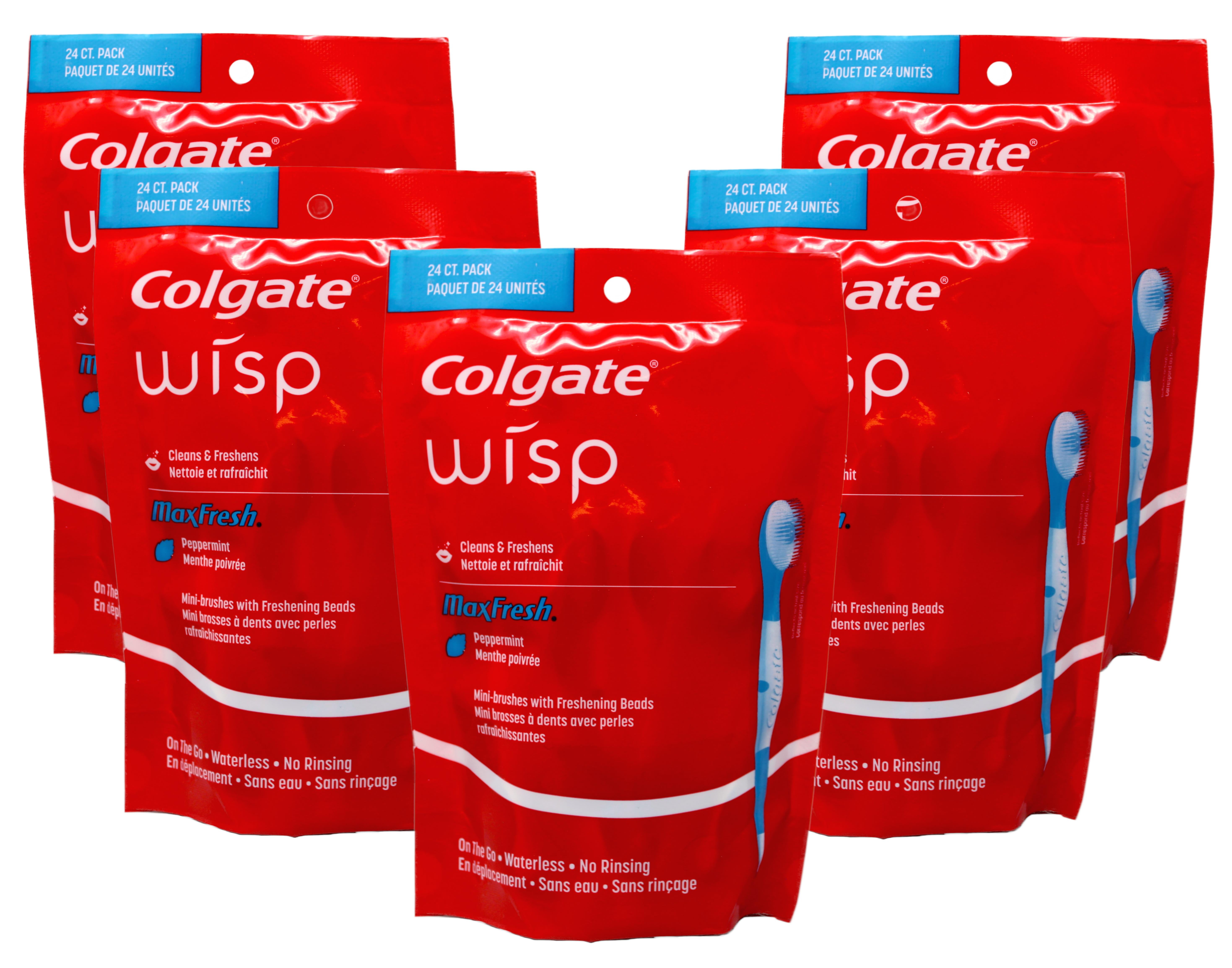 Colgate Max Fresh Wisp Disposable Mini Toothbrush, Peppermint - 24 ...