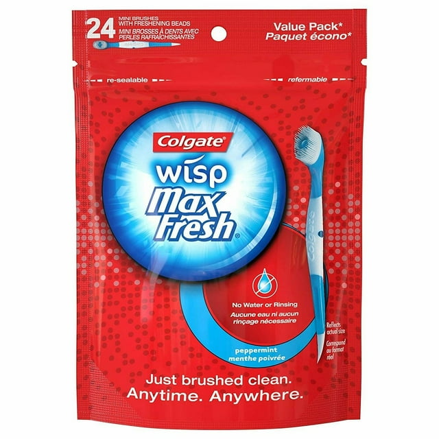 Colgate Max Fresh Wisp Disposable Mini Toothbrush, Peppermint - 24 ...