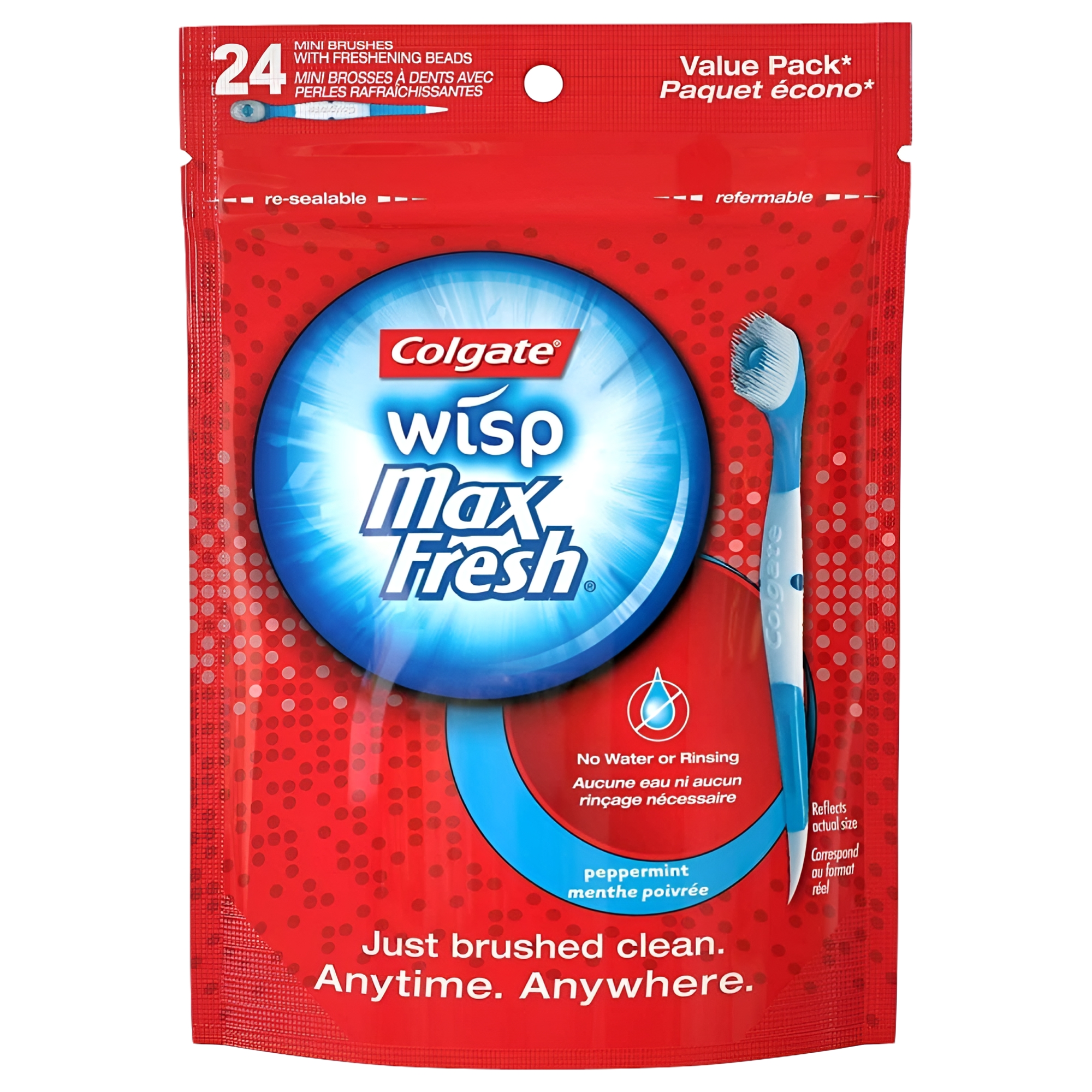 Colgate Max Fresh Wisp Disposable Mini Toothbrush, Peppermint - 24 ...