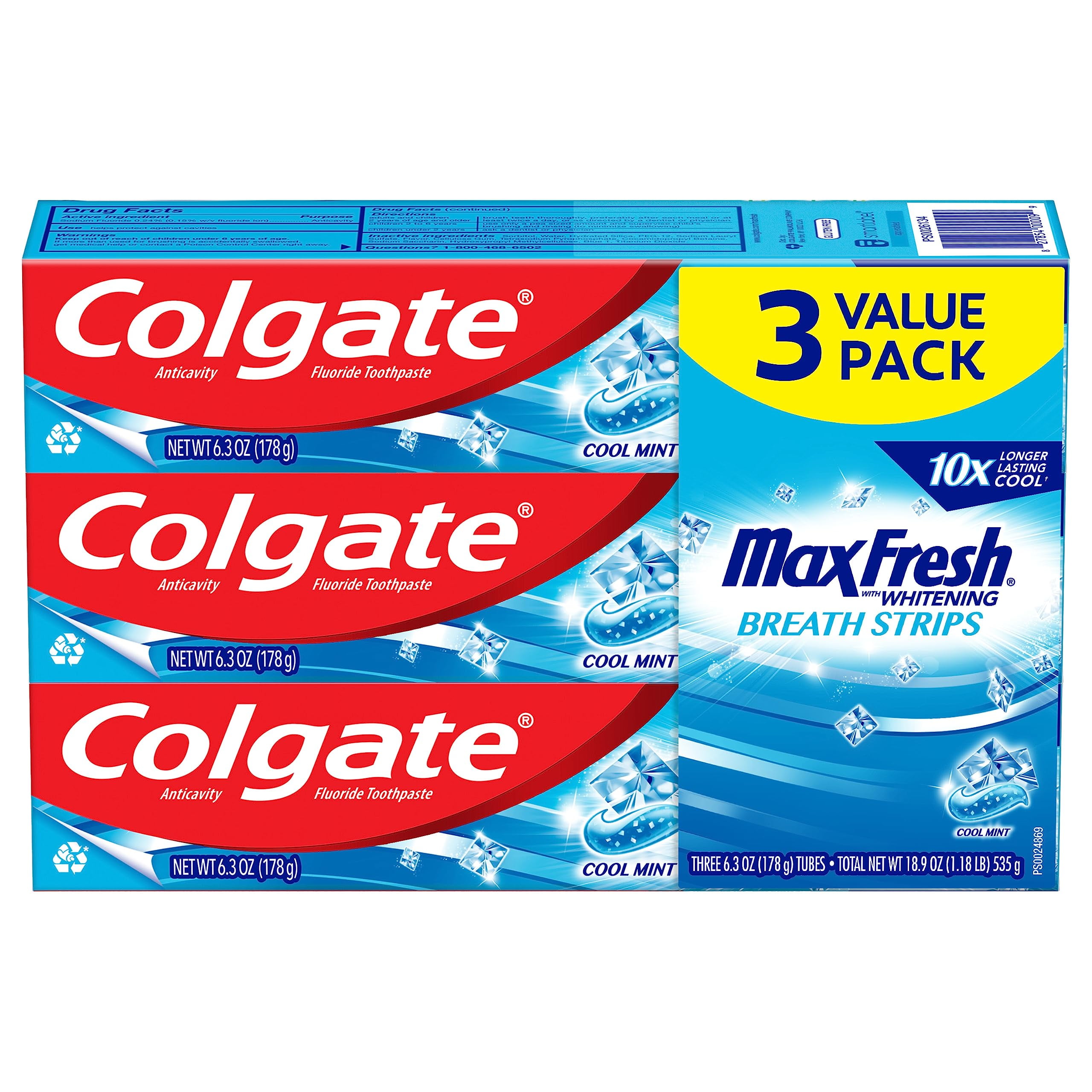 Colgate Max Fresh With Whitening Toothpaste With Mini Breath Strips ...