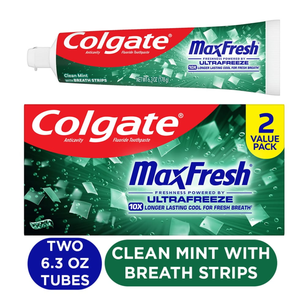 Colgate MaxFresh Clean Mint Toothpaste - 2 ct / 6.3 oz - Walmart.com