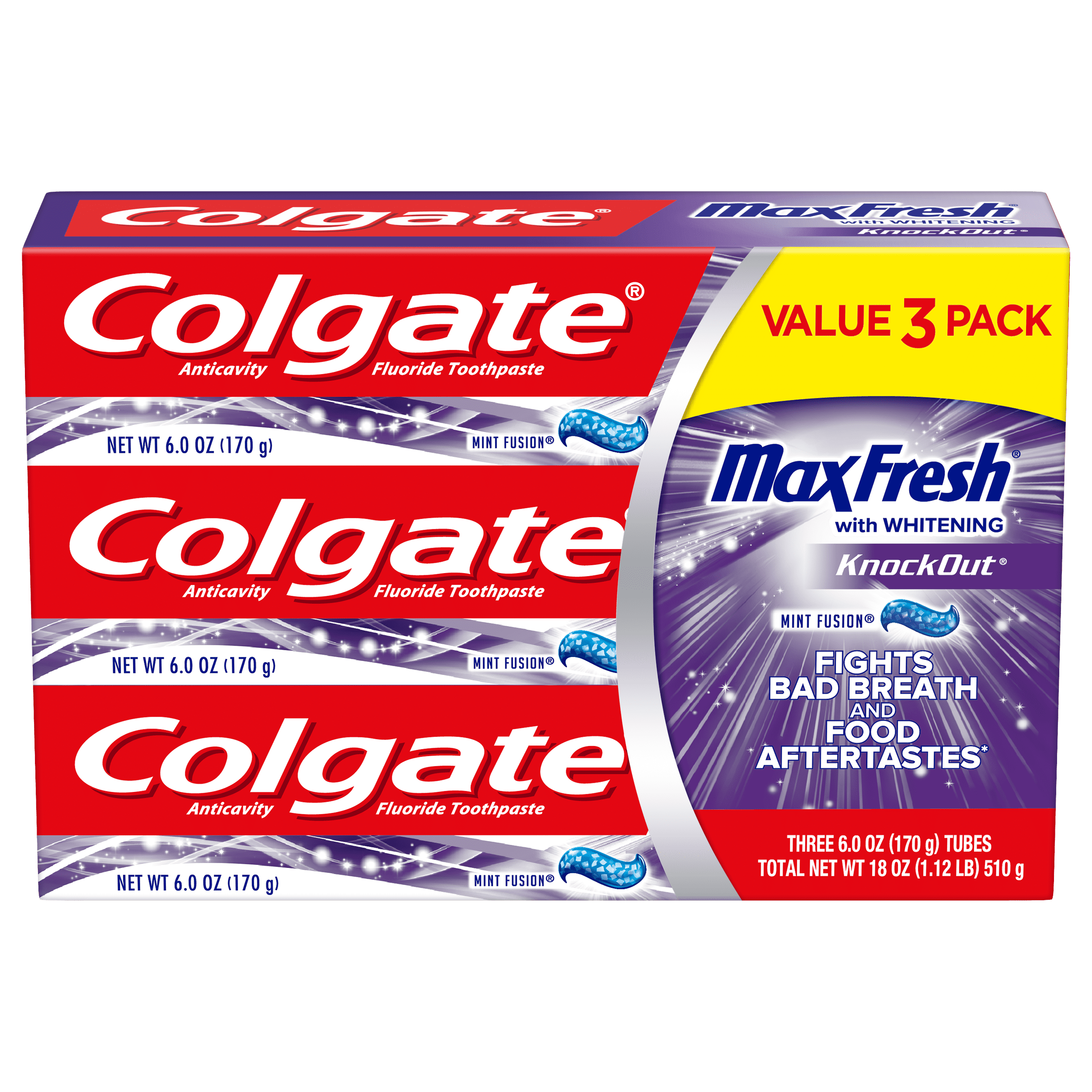 Colgate MaxFresh KnockOut Whitening Toothpaste, Mint Fusion, Breath ...