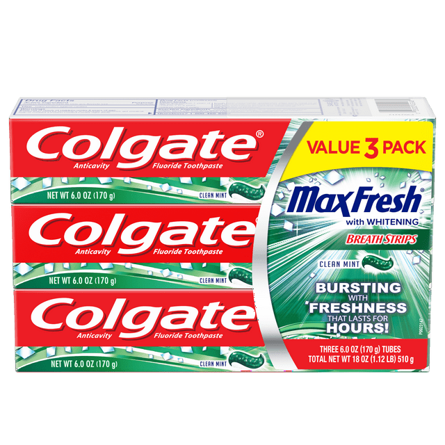 Colgate MaxFresh Toothpaste, Clean Mint Flavor, Whitening & Cavity ...