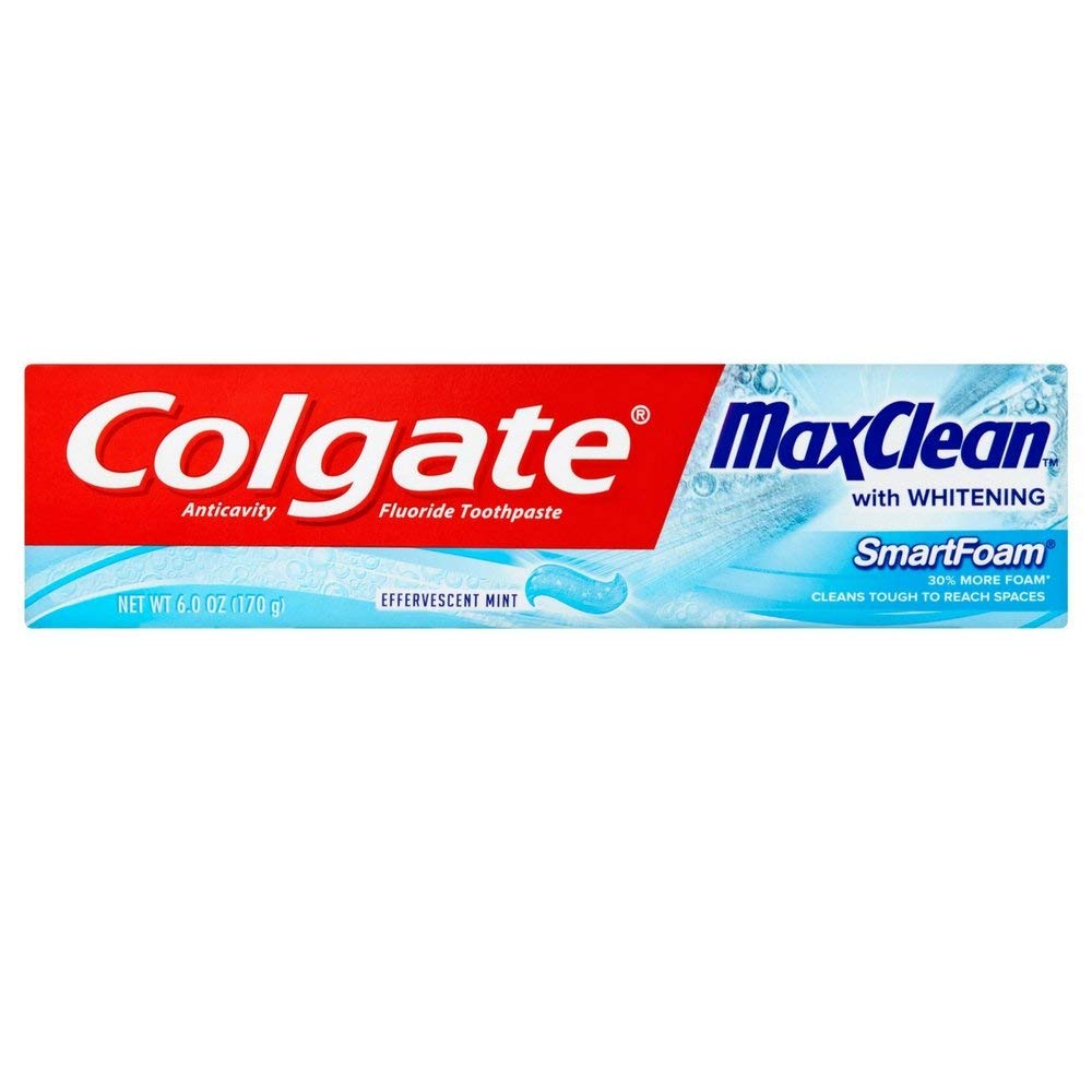 Colgate Maxclean Smartfoam With Whitening Toothpaste, Effervescent Mint ...