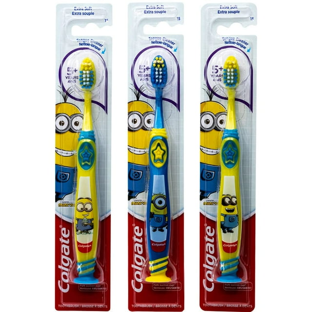 Colgate Minions Toothbrush with Suction Cup, Tongue Cleaner 5+ Years ...