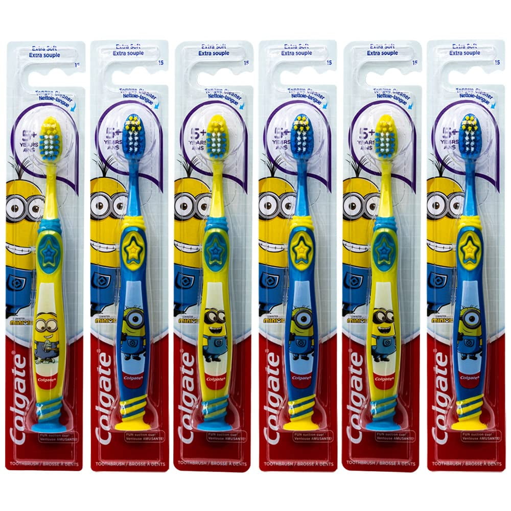 Colgate Minions Toothbrush with Suction Cup, Tongue Cleaner 5+ Years ...