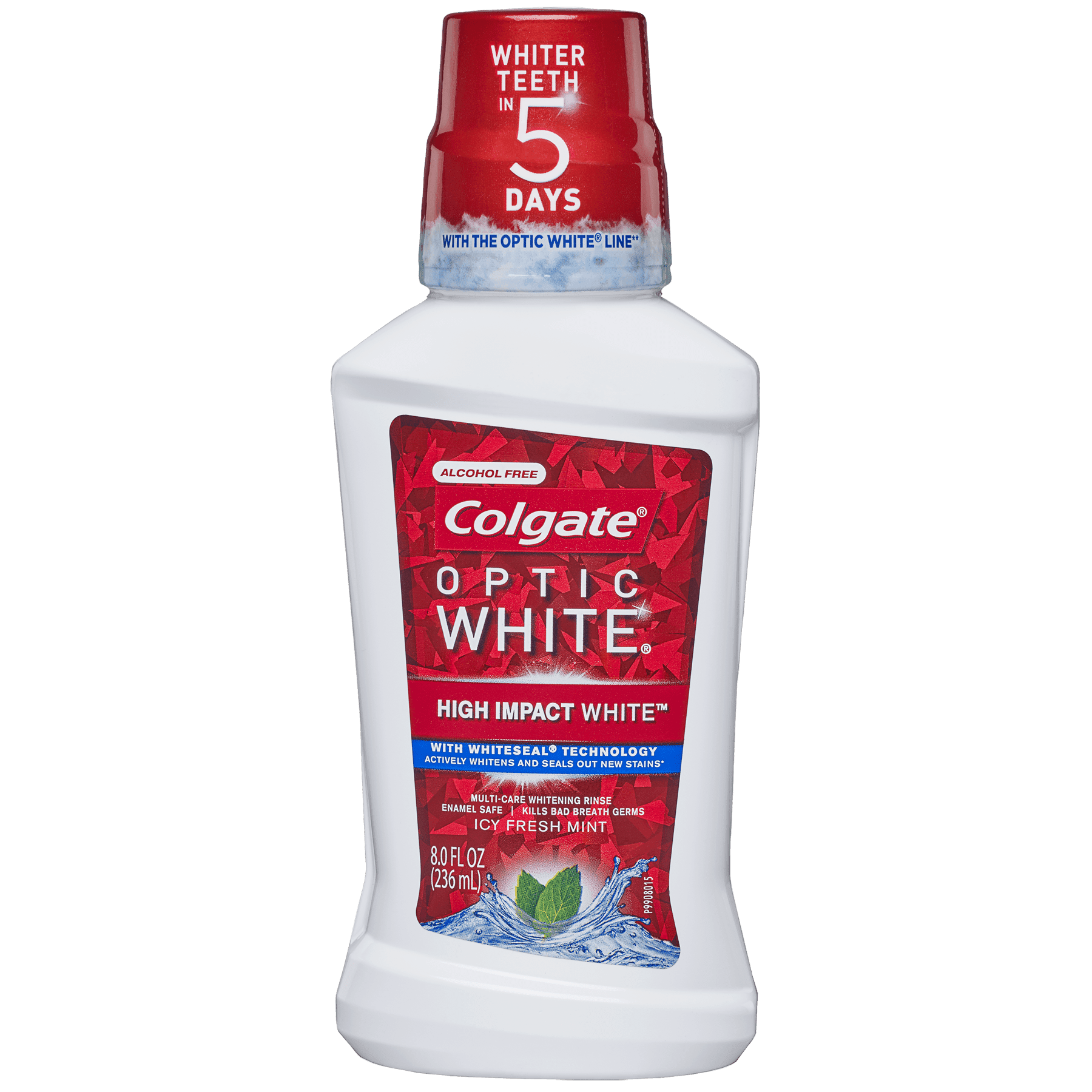 Colgate Optic White Mouthwash, Icy Fresh Mint, 8 Oz, Alcohol-Free, Oral ...