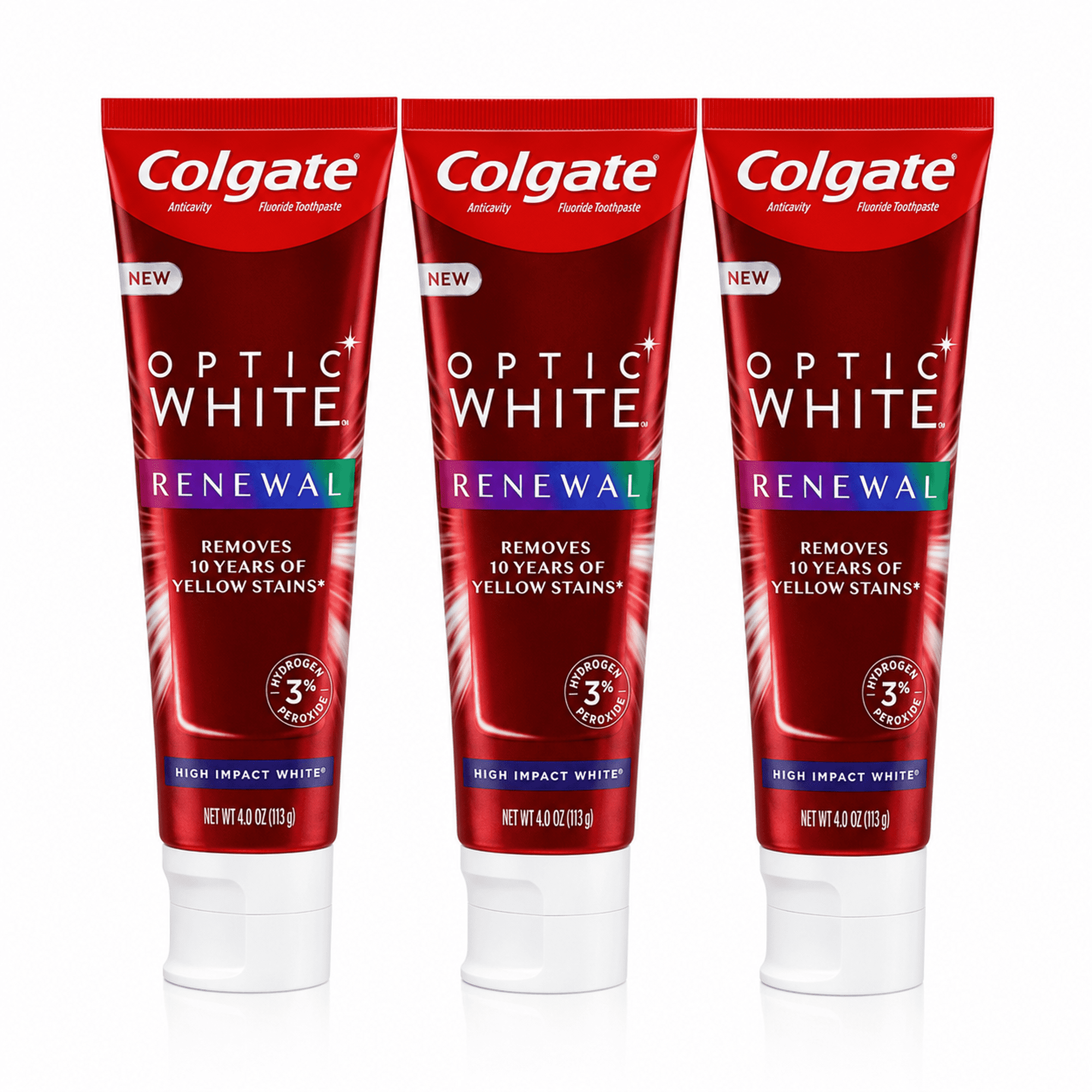 Colgate Optic White Renewal Teeth Whitening Toothpaste with Fluoride, 3 ...