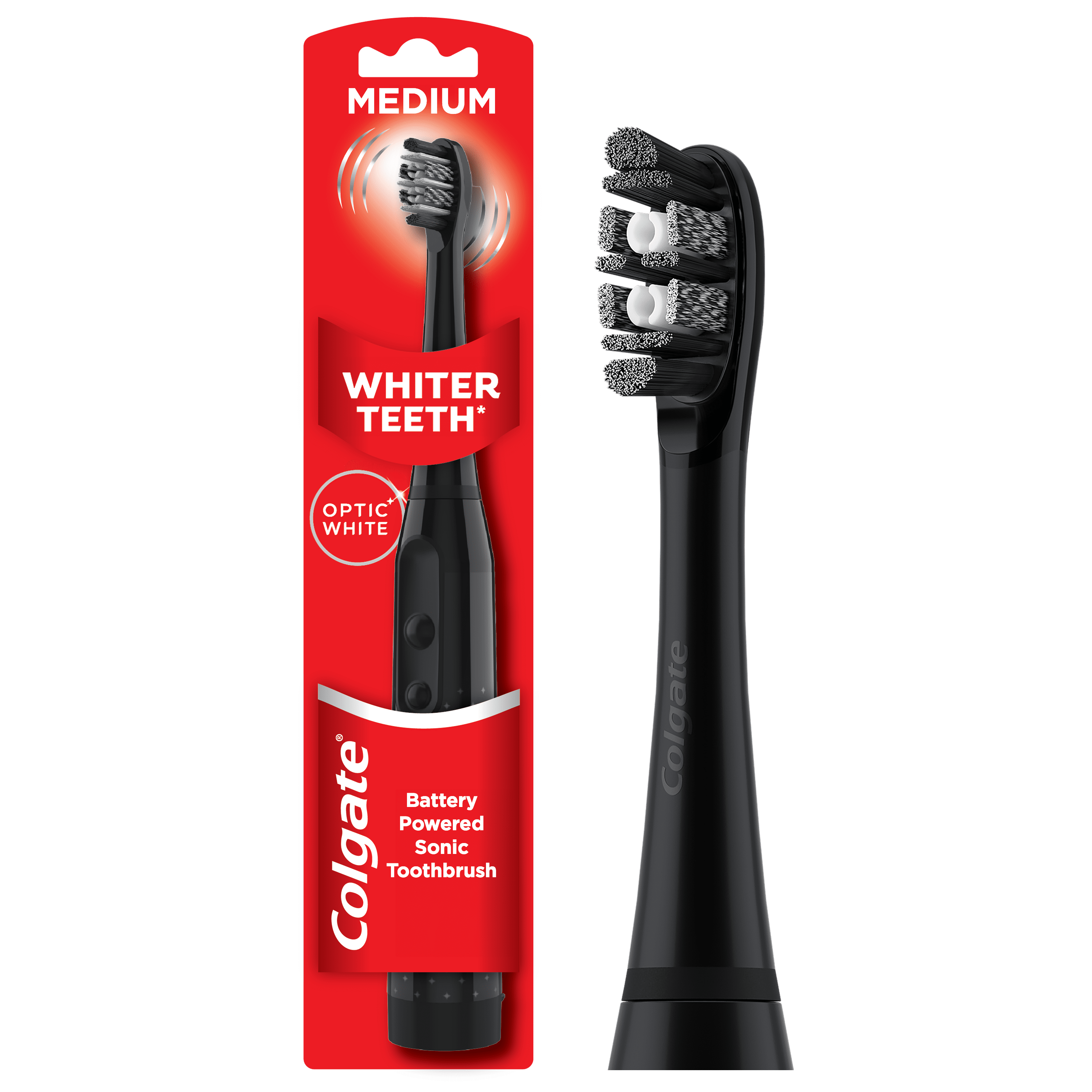 Colgate Optic White Adult Sonic Toothbrush, Medium Bristle Battery ...