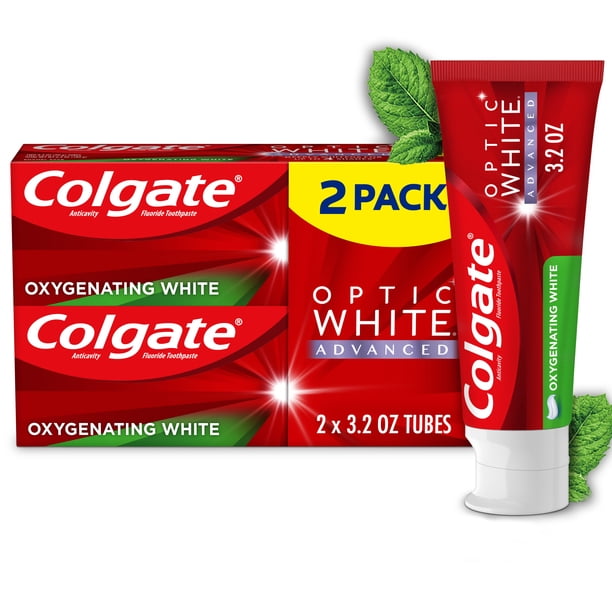 Colgate Optic White Advanced Hydrogen Peroxide Toothpaste, Oxygenating ...