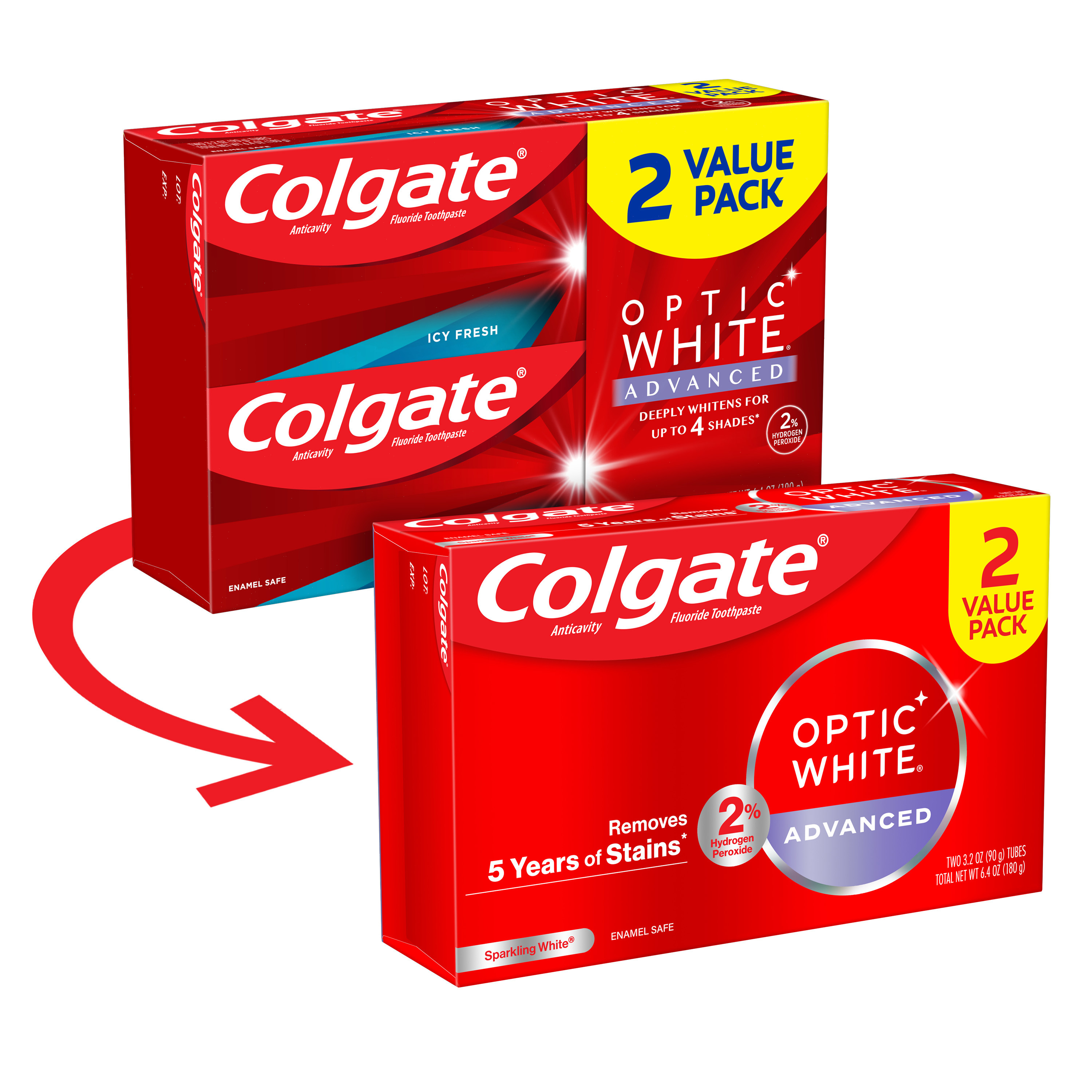 Colgate Optic White Whitening Toothpaste, Sparkling White - 5 ounce (2 ...