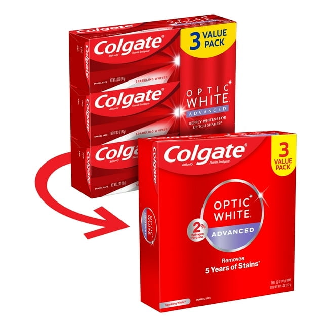 Colgate Optic White Advanced Hydrogen Peroxide Toothpaste, Sparkling ...