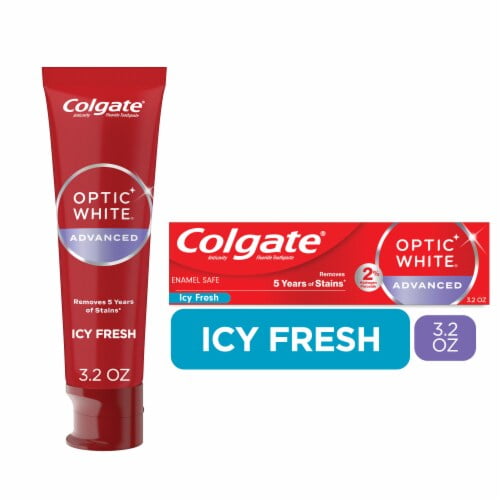 Colgate Optic White Advanced Hydrogen Peroxide Toothpaste in Icy Fresh ...