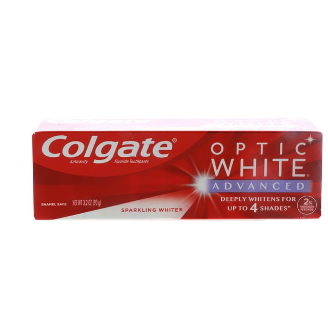 Colgate Optic White Advanced Whitening Toothpaste, Sparkling White, 3.2 ...