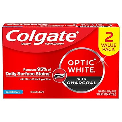 Colgate Optic White Charcoal Whitening Toothpaste, Cool Mint, Enamel ...