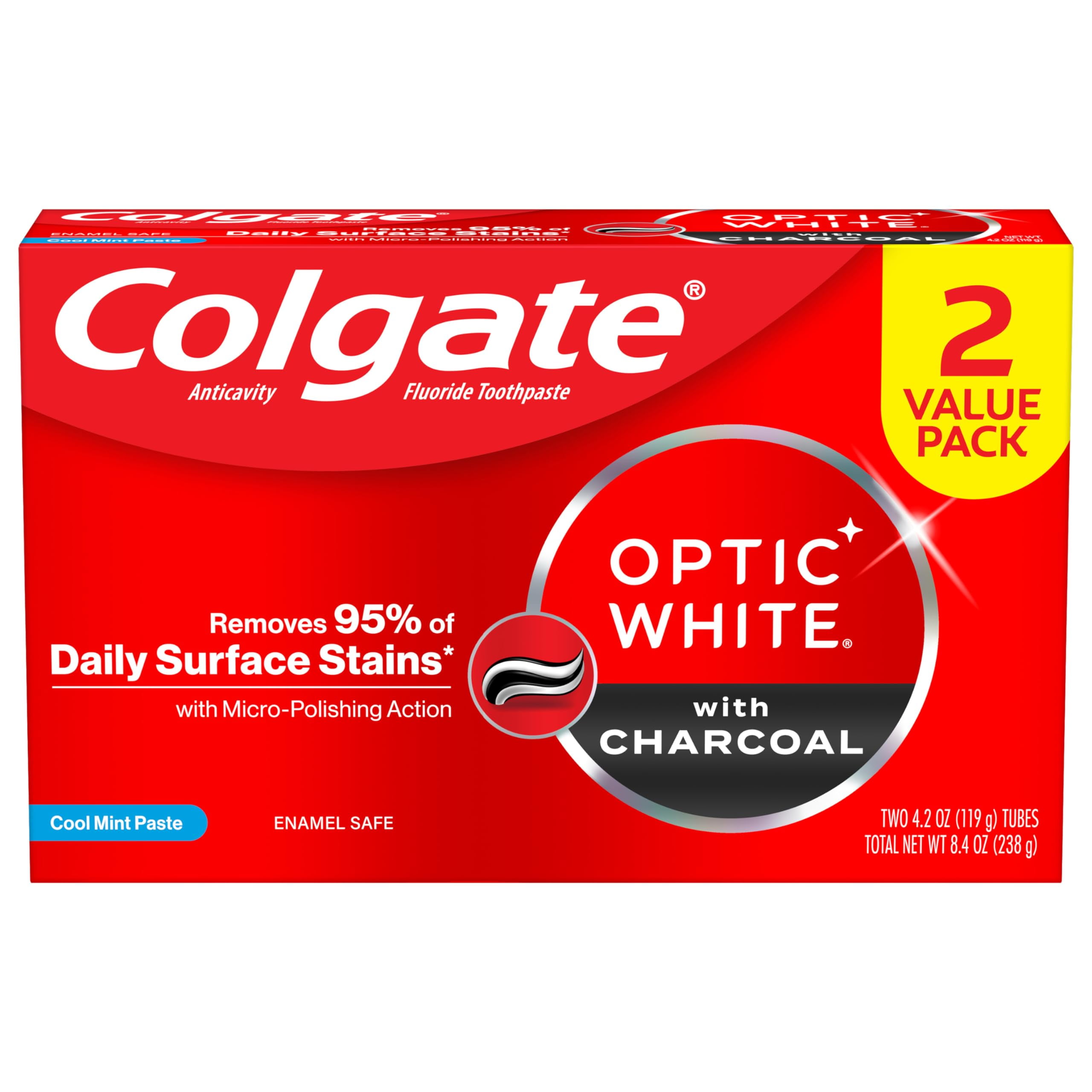 Colgate Optic White Charcoal Whitening Toothpaste, Cool Mint, Enamel ...