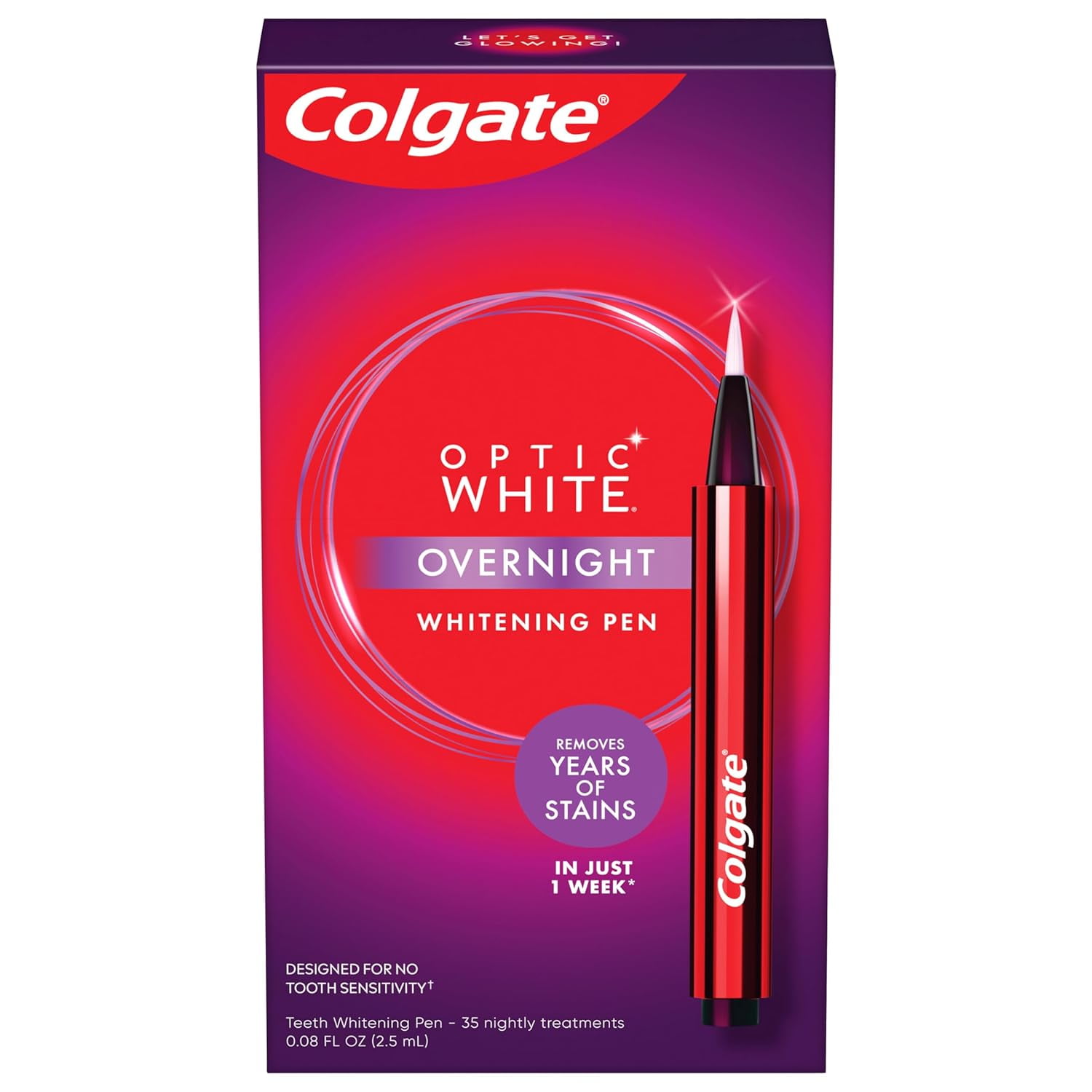 Colgate Optic White Overnight Teeth Whitening Pen, Teeth Stain Remover ...
