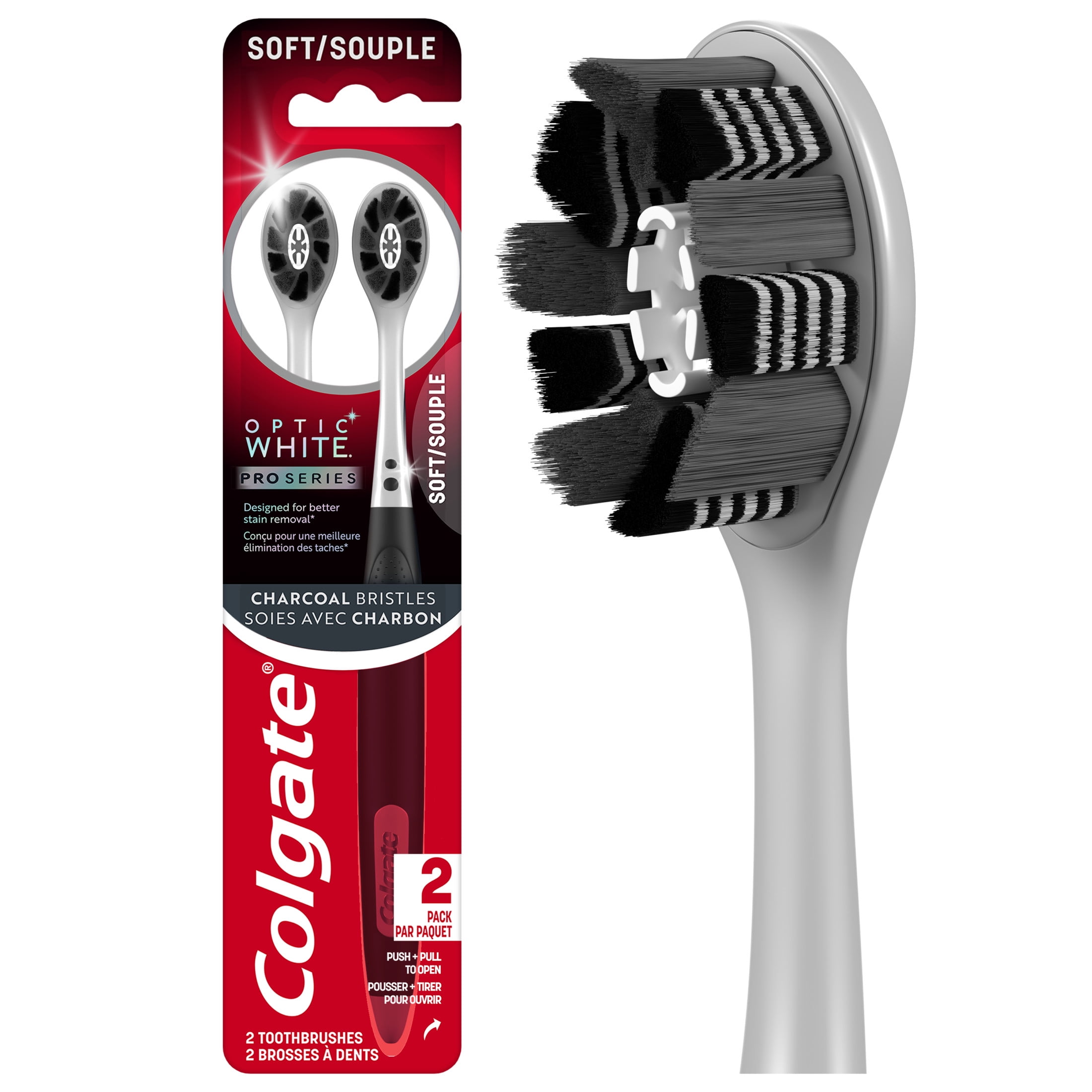 Colgate Optic White Pro Series Toothbrush, Soft Toothbrushes, 2 Pack ...