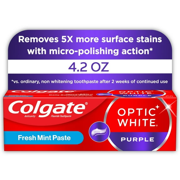 Colgate Whitening Toothpaste Purple Mint 4.2 oz Enamel-Safe Stain ...