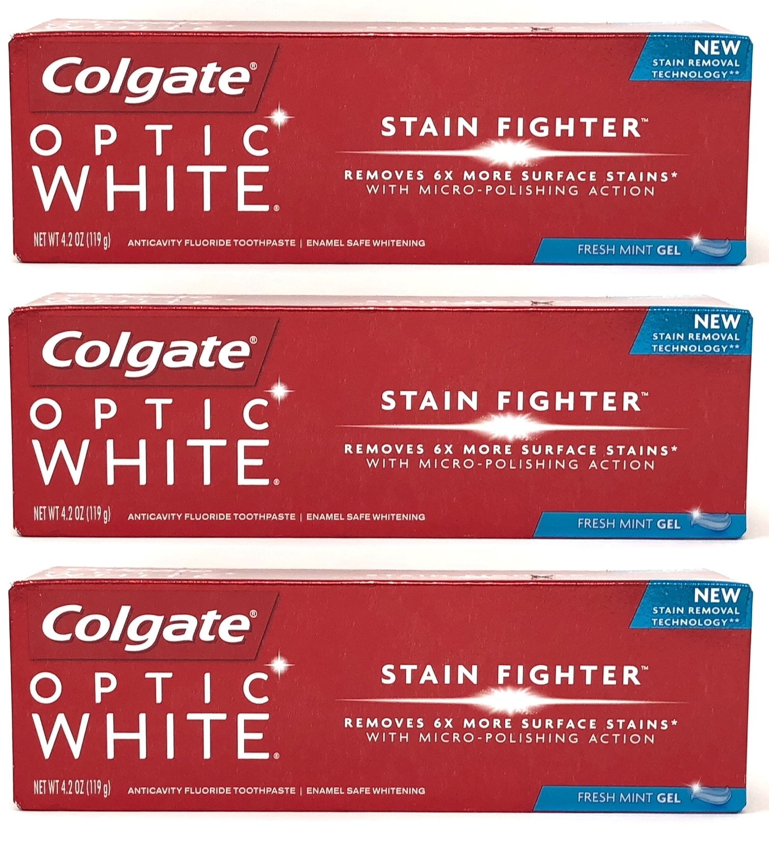 Colgate Optic White Stain Fighter Toothpaste, Whitening Fluoride Gel ...
