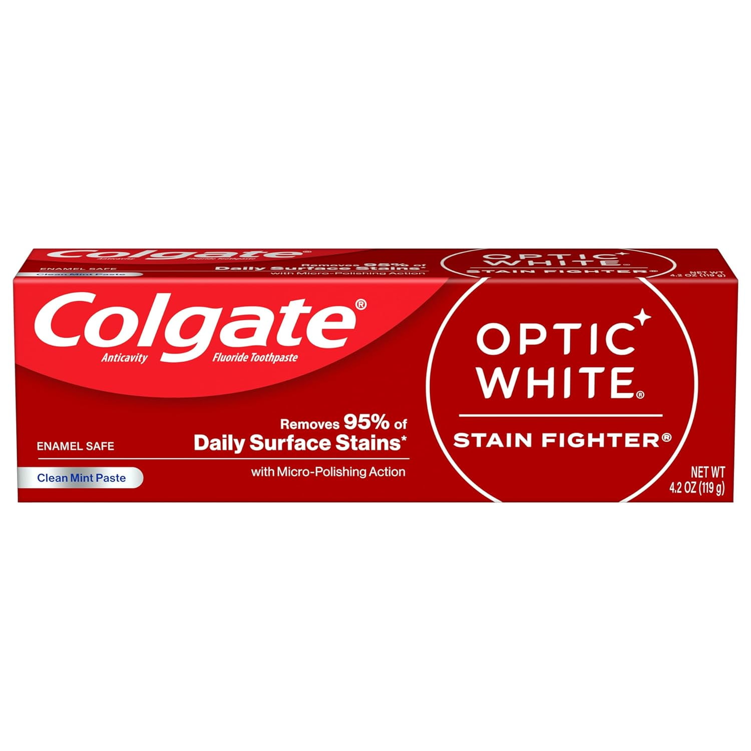 Colgate Optic White Stain Fighter Clean Mint Toothpaste 4.2 oz, 2 Pack - Walmart.com