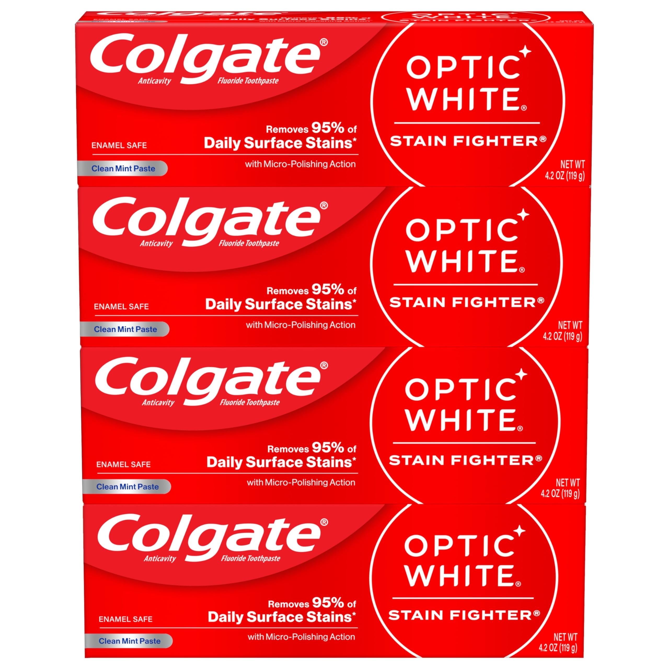 Colgate Optic White Stain Fighter Teeth Whitening Toothpaste, Clean ...