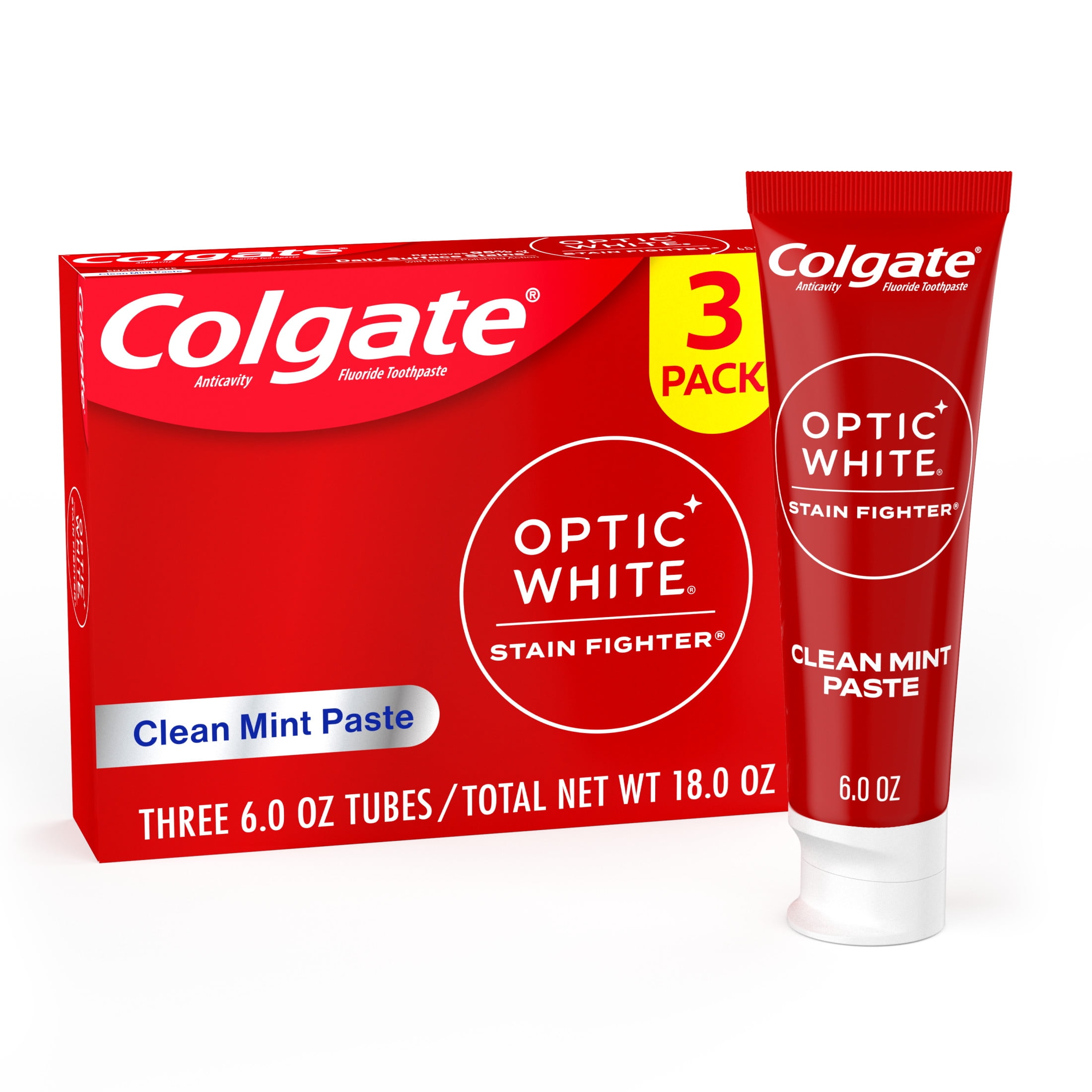 Colgate Teeth Whitening Toothpaste Pack, Enamel Safe, 6 oz, Clean Mint ...