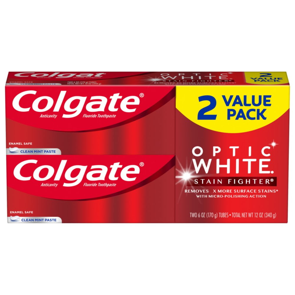 Colgate Optic White Stain Fighter Whitening Toothpaste - Clean Mint - 2 ...