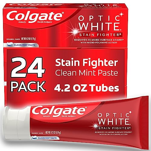 Colgate Optic White Stain Fighter Whitening Toothpaste, Clean Mint ...
