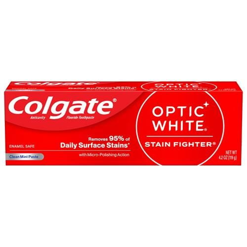 Colgate Optic White Stain Fighter Whitening Toothpaste, Clean Mint ...