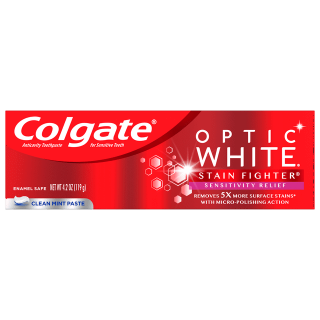 Colgate Optic White Stain Fighter Whitening Toothpaste with Sensitivity ...