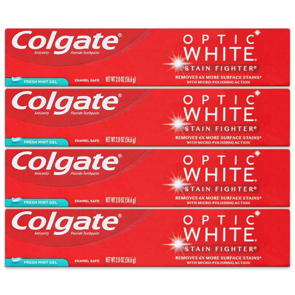 Colgate Optic White Toothpaste, Stain Fighter, Fresh Mint Gel, Travel ...