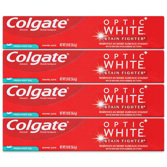 Colgate Optic White Toothpaste, Stain Fighter, Fresh Mint Gel, Travel ...
