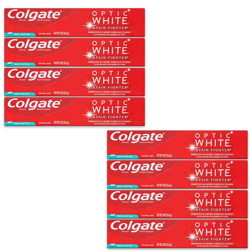 Colgate Optic White Toothpaste, Fresh Mint Gel, Mini Travel Size 2.0 oz ...