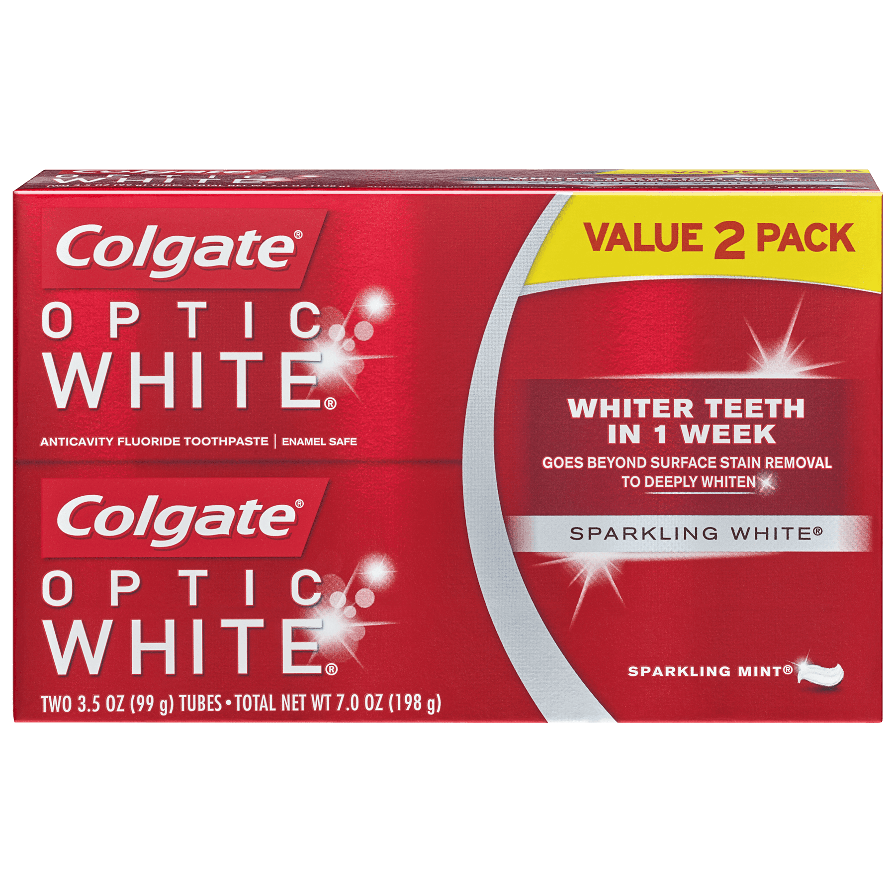 Colgate Optic White Whitening Toothpaste, Sparkling Mint, Enamel Safe ...