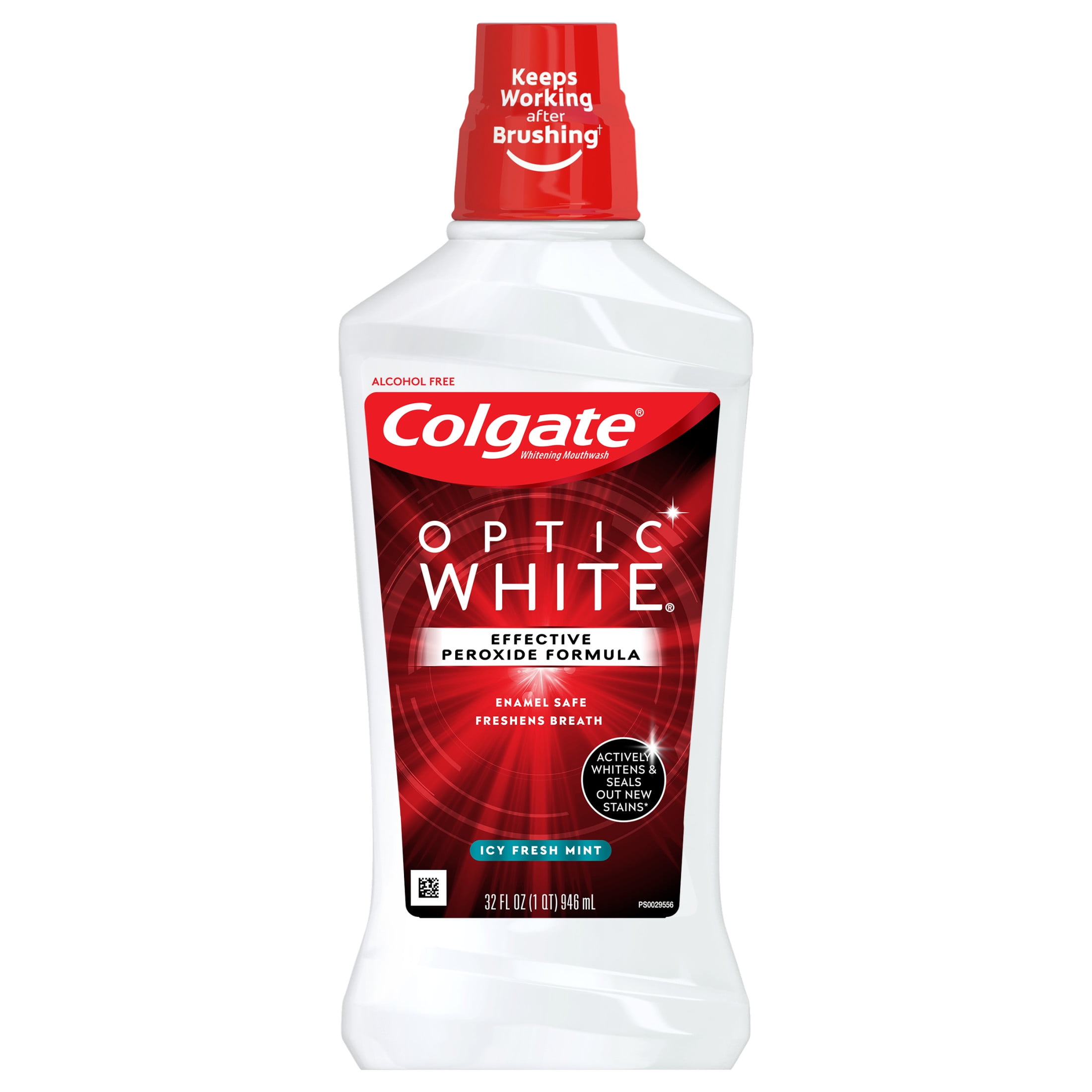 Colgate Optic White Whitening Mouthwash, Fresh Mint - 946 mL, 32 fl.oz ...